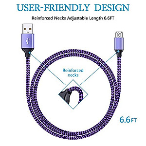 AILKIN Micro USB Cable, 5-Pack 6ft High Speed Nylon Braided Android Charging Cables for Samsung Galaxy J8/J7/S7/S6/Edge/Note5, Sony, Motorola, HTC, LG Android Tablets and More USB to Micro USB Cords