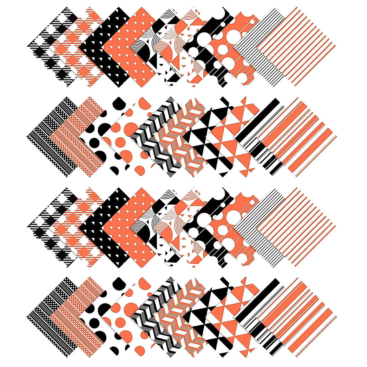 Soimoi Precut 10-inch Geometric Patterns Prints Cotton Fabric Bundle Quilting Squares Charm Pack DIY Patchwork Sewing Craft- Orange & Black