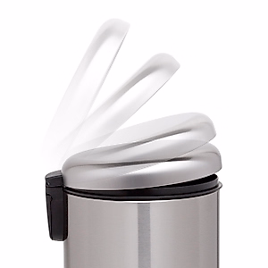 QUALIAZERO 6L / 1.6 Gallon Stainless Steel Step-On Bathroom Trash Can, Round Shape, Pack of 2, Starter Set (Stainless Steel)