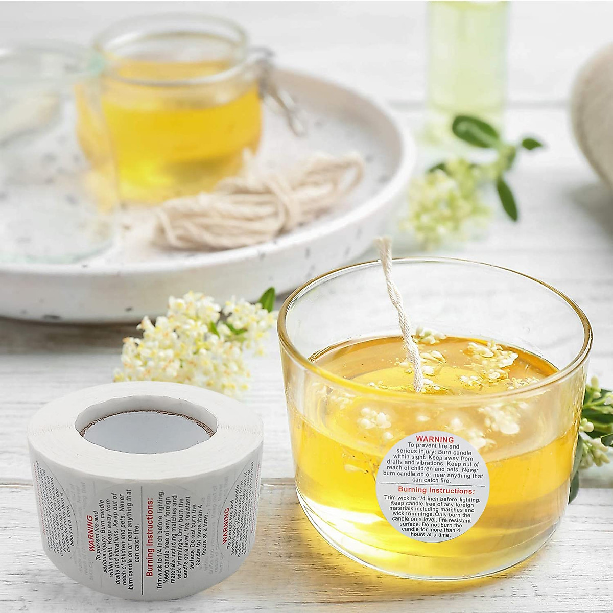 1500 Pcs Candle Warning Labels,1.5inch Candle Jar Container Stickers, Candle Safety Stickers for Candle Making DIY Candle Jars