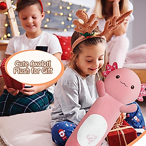 NXNYNZ Pink Long Axolotl Plush Body Pillow, Cute Axolotl Stuffed Animal, Axolotl Body Pillow Long Plush Doll for Kids Children Adults Gifts 47"