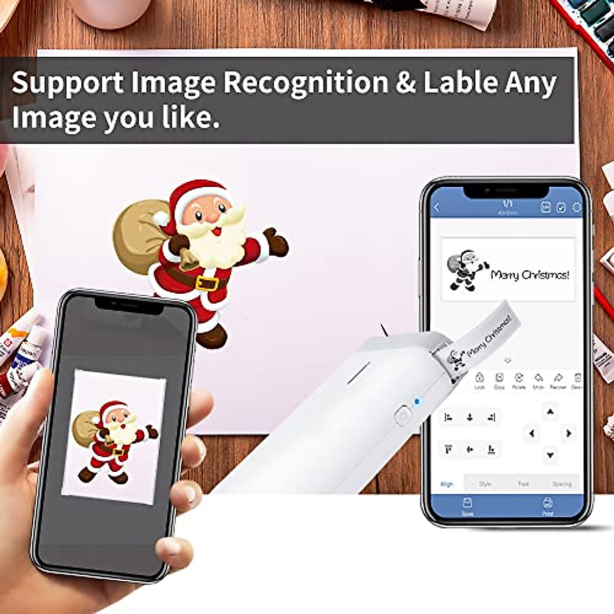 yugyet Mini Lable Maker Bluetooth Thermal Printer Portable with One Label Sticker Roll USB Rechargeable White