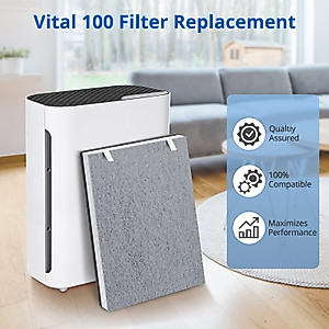 2 Pack Vital 100 True HEPA Replacement Filter Compatible with LEVOIT 100 Air Purifier, H13 and High-Efficiency Activated Carbon Set, Part Number 100-RF