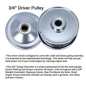 30 Series Bore GO Kart CVT Torque Converter 3/4" Bore 6" Diameter Driven Asymmetric Go Kart Mini Bike + 5/8'' Driven Clutch Comet Kit + 725 Belt