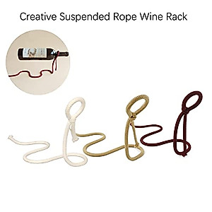 RENSLAT Creative Suspended Rope Wine Rack Serpentine Snake Bracket Bottle Holder Bar Cabinet Display (Color : Black, Size : Fits All)