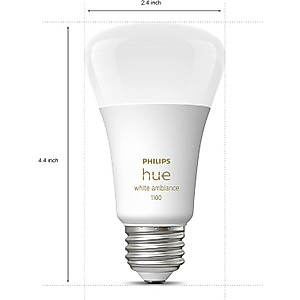 Philips Hue White A19 LED Smart Bulb, Bluetooth & Zigbee Compatible (Hue Hub Optional), Works with Alexa & Google Assistant, 2 Bulbs