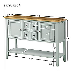 ZSQ Buffet Table, Cambridge Series Sideboard Table with Bottom Shelf, Console Table Dining Room Server, Entry Table Buffet Cabinet Sofa Table (Lime White)
