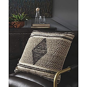 Signature Design by Ashley Ricker Boho Accent Throw Pillow, 20 x 20 Inches, Light Brown & Gray