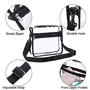 Edraco Clear Crossbody Purse Bag - Stadium Approved, Gym Clear Shoulder Tote Bag with Front Pocket and Adjustable Strap for Women, Men
