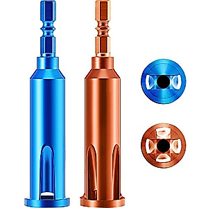 Wire Twisting Tools, Electrical Wire Stripper and Twister, 4 Square 3 Way/ 5 Way Twister Wire for Power Drill Drivers and stripping wire cable (2, Blue and Orange)