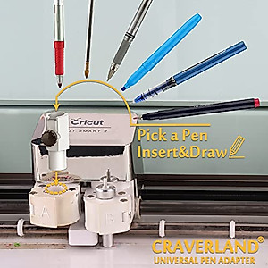 CRAVERLAND Universal Pen Adapter for Cricut Maker 3/Explore 3/Air 2/Air/Maker/Explore Cutting Machine,One Adapter fits All Pens Markers Scoring Stylus Pen Holders Set for Cricut