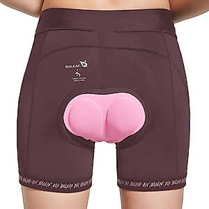 BALEAF Women's Cycling Shorts Padded Bike Shorts Biking Bicycle Spin Underwear Gel UPF 50+ Wine Red S