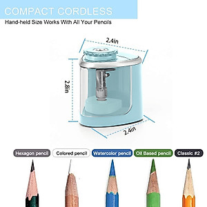 Aogwat Pencil Sharpener Electric Pencil Sharpeners, Portable Pencil Sharpener Kids, Blade to Fast Sharpen, Suitable for No.2/Colored Pencils(6-8mm)/School Pencil Sharpener/Classroom/Office/Home (Blue)