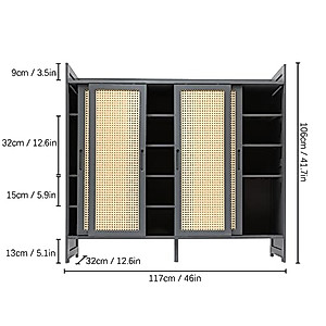 LGXSHOP Storage Shoe Cabinet, 6 Tiers Bamboo Freestanding Shoe Rack, Shoe Cabinet with Plastic Door, Entrance Cabinet for Family Living Room and Bedroom (Grey)