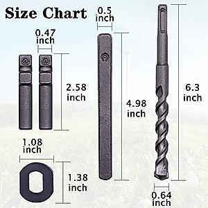 6PCS Rock Splitting Wedges and 1PCS Rotary Hammer Drill Bit, Wedge and Feather Shims, Stone Splitter Tools for Granites, Concretes, Boulders, Volcanic Rocks, Limestone Rocks
