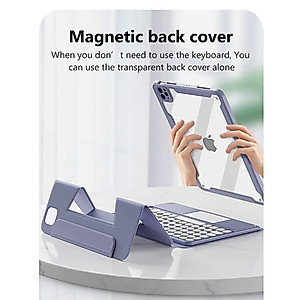 PboyiqiS Keyboard Case for iPad 9/iPad 8/iPad 7/Air3/Pro 10.5 with Pnecil Holder,Trackpad Keyboard & Detachable Magnetic Clear Back Shell Cover,Teal