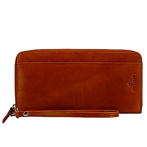FINELAER Travel Passport Zip Around Long Leather Wallet