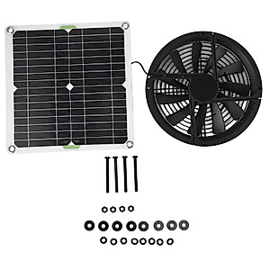 Ejoyous Solar Panel Fan Kit, 100W Waterproof Solar Powered Ventilation Fan Portable Round Exhaust Fan for Greenhouse, Pet Houses, Shed, Chicken Coops, Doghouse