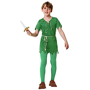 Remimi Boy Peter Pan Dress Girls Halloween Tunic Green Peter Clothing 11-12 Years
