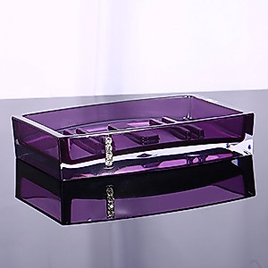 Bathroom Accessory Set,5 Pcs/Set Acrylic Brush Holder/Emulsion Bottle/Soap Dish/Gargle Cup for Home Hotel (Purple)