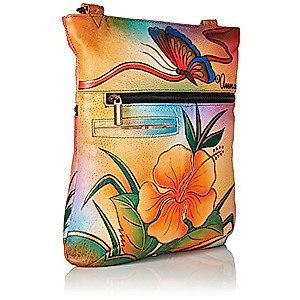 Anna Anuschka Slim Crossbody Bag | Genuine Leather | Antique Hibiscus