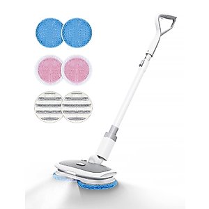 MARK LIVE Electric Mop, Cordless Floor Cleaner, LED Headlight and Water Sprayer with 300ml Tank, Up to 60 Mins of Powerful Spin, Polisher for Hardwood, Tile and Laminate Floors, 6 Mop Pads
