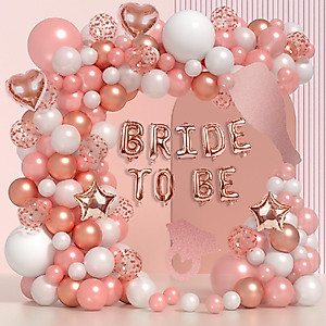 Janinus Bride To Be Balloons Garland Rose Gold Bachelorette Party Decorations Kit Bridal Shower Balloons Arch Kit With Champagne Bottle Balloon And Ring Balloon For Bridal Rose Gold Party Decorations