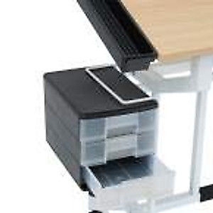 Studio Designs Pro Craft Station with Casters, Tilting Top, and Storage in White/Maple