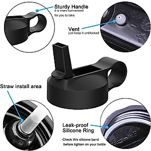 The Mass Wide Mouth Straw Lid Compatibility Most Sports Water Bottle (Black)