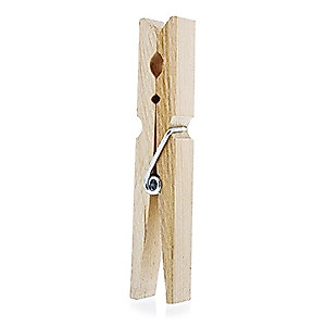 Juvale Wooden Clothespins - 24-Pack Large Clothespins for Shirts, Sheets, Pants, Decor- Made of Natural Wood