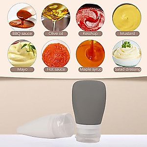 Ksooly 4-Pack 2Oz. Squeeze Salad Dressing Bottles with Cleaning Brush | Small Salad Dressing Container to Go | Portable Sauce Bottle Condiment Bottles | Food-grade Silicone, BPA Free