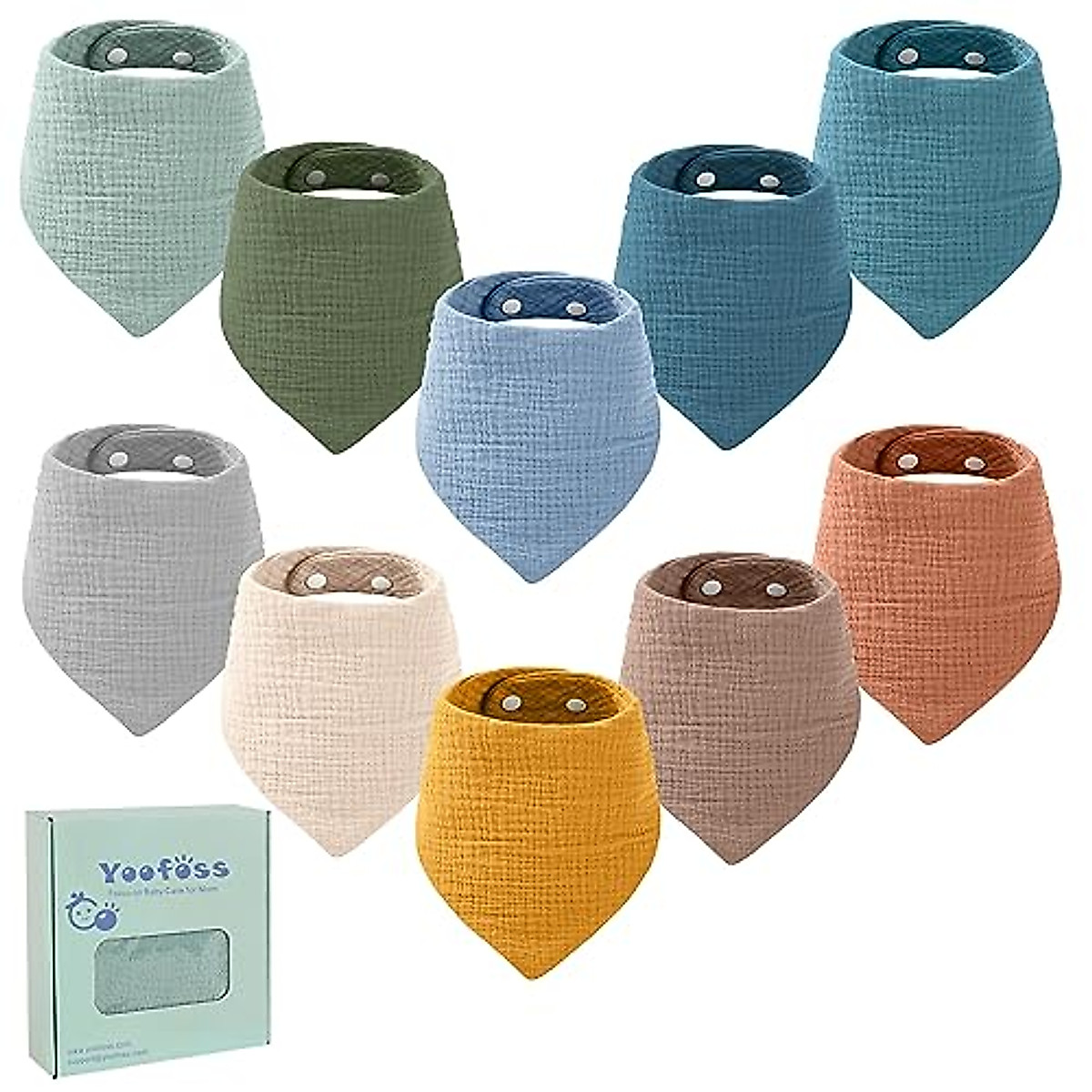 Yoofoss Muslin Baby Bibs for Boy Girl 100% Cotton Bandana Bibs 10 Pack for Unisex Newborn Toddler, Soft Absorbent Bib for Drooling Teething