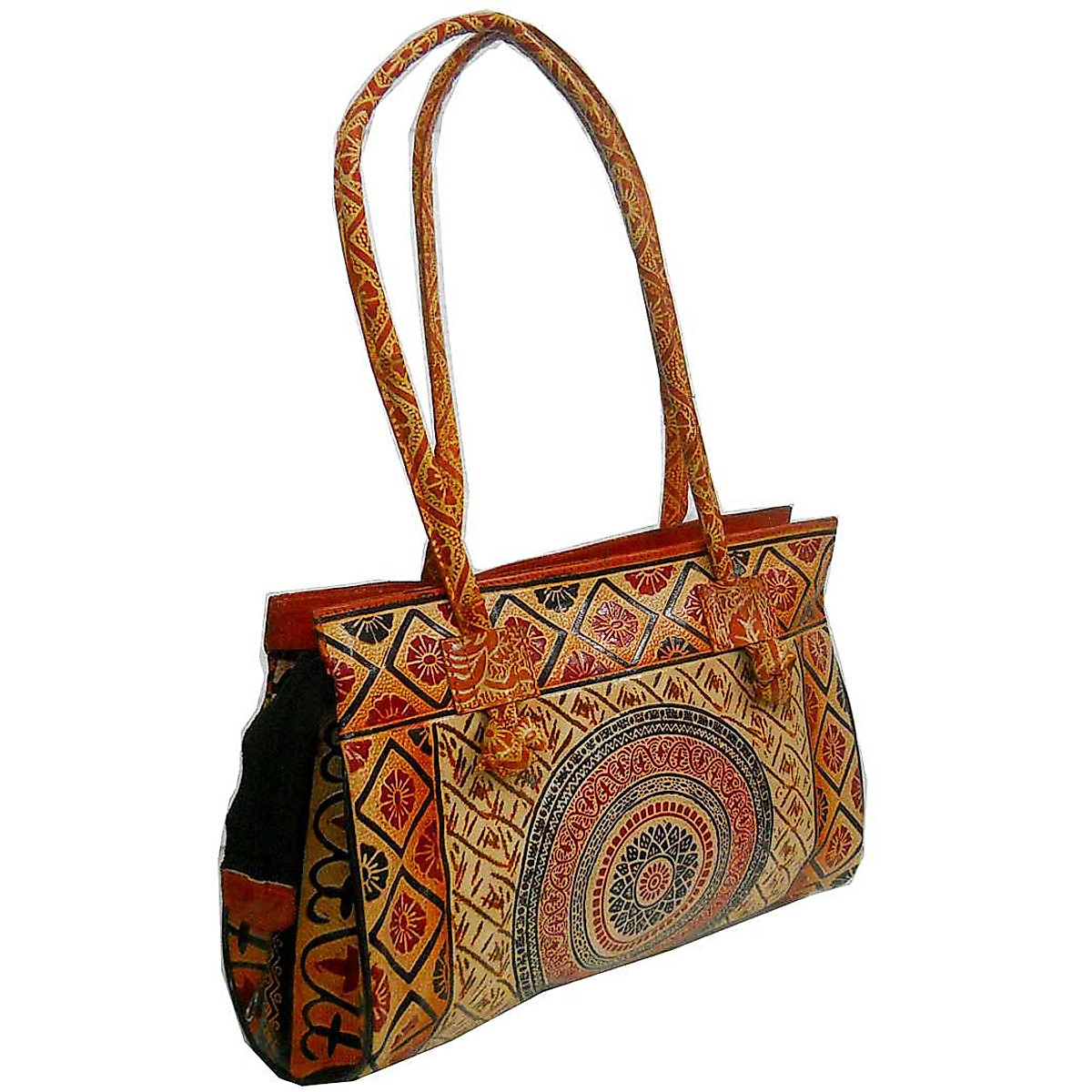 Mandala Design/Circles Design traditional Indian 100% Genuine Pure Shantiniketan Leather Shoulder Bag