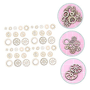 ibasenice 300 Pcs Wooden Gear Wood Chips Wood Gear Cutout Vintage Gears Charms Wooden Shapes to Paint Wooden Steampunk Gear Retro Toys DIY Gear Wood Chips Christmas Wood Carving Child