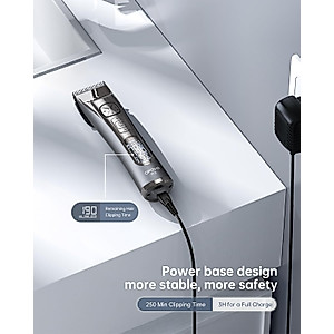 opove H5 Hair Clippers for Men, Professional Cordless Clippers with 250min Runtime & Smart LCD, Quiet Hair Trimmer, Perfect for Kids, Bearded Men, Women & Barbers (Black Gift Boxed)