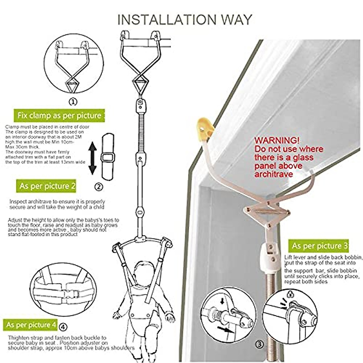 Xiangtat Baby Door Jumper, Playful Parade Door Jumper Door Clamp Adjustable Strap for Toddler Infant 6-24 Months (Blue)