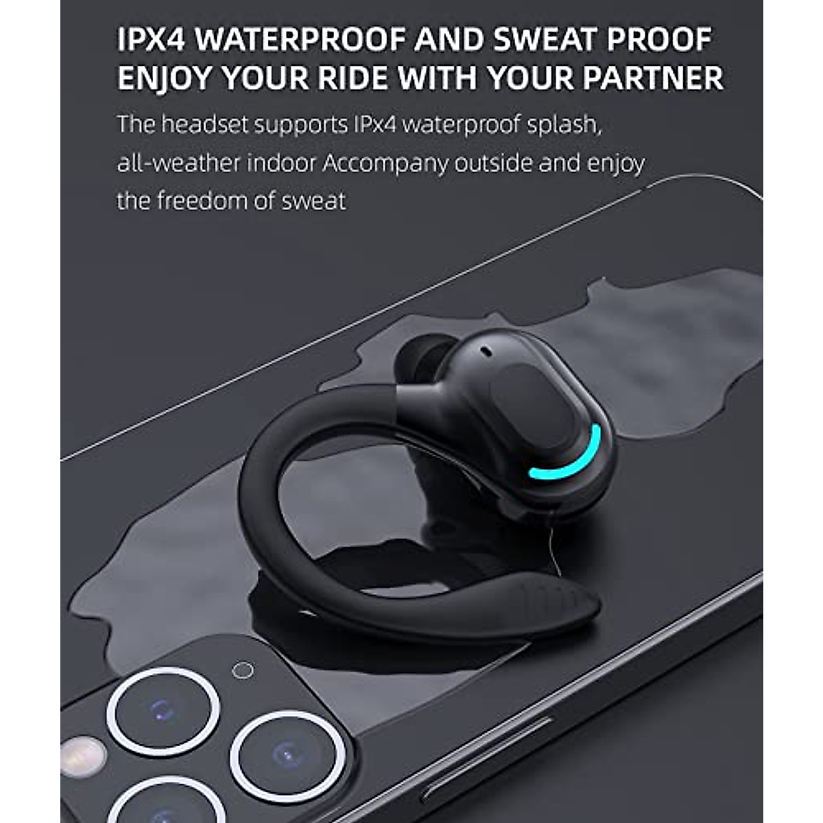 Wireless Earbuds with Earhooks Single Bluetooth Earpiece Sports Headphones Over the Ear Running Workout Wrap Around Earbuds 8H Long Battery Life Waterproof Noise Cancelling Headset for Android iOS