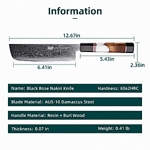 FINDKING 7 Inch Nakiri Chef Knife, Sharp Japanese Vegetable Knife, Sturdy Milk Street Knife, Stylish Usuba Knife, Perfect Home Cook's Knife (BLACK-ROSE Series)