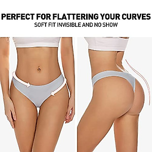 Jaywan Seamless Thongs Underwear for Women Breathable Stretch Thong Panties No Show Thong 6 Pack S-XL