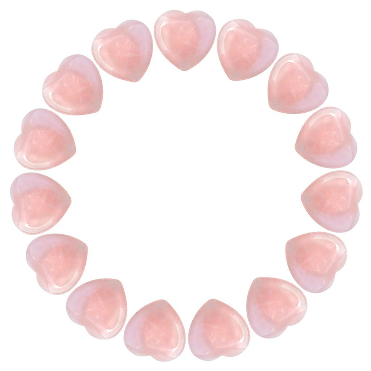 Marrywindix 15 Packs 0.8 Inches Healing Crystal Natural Rose Stone Heart Love Carved Palm Worry Stone Chakra Reiki Balancing