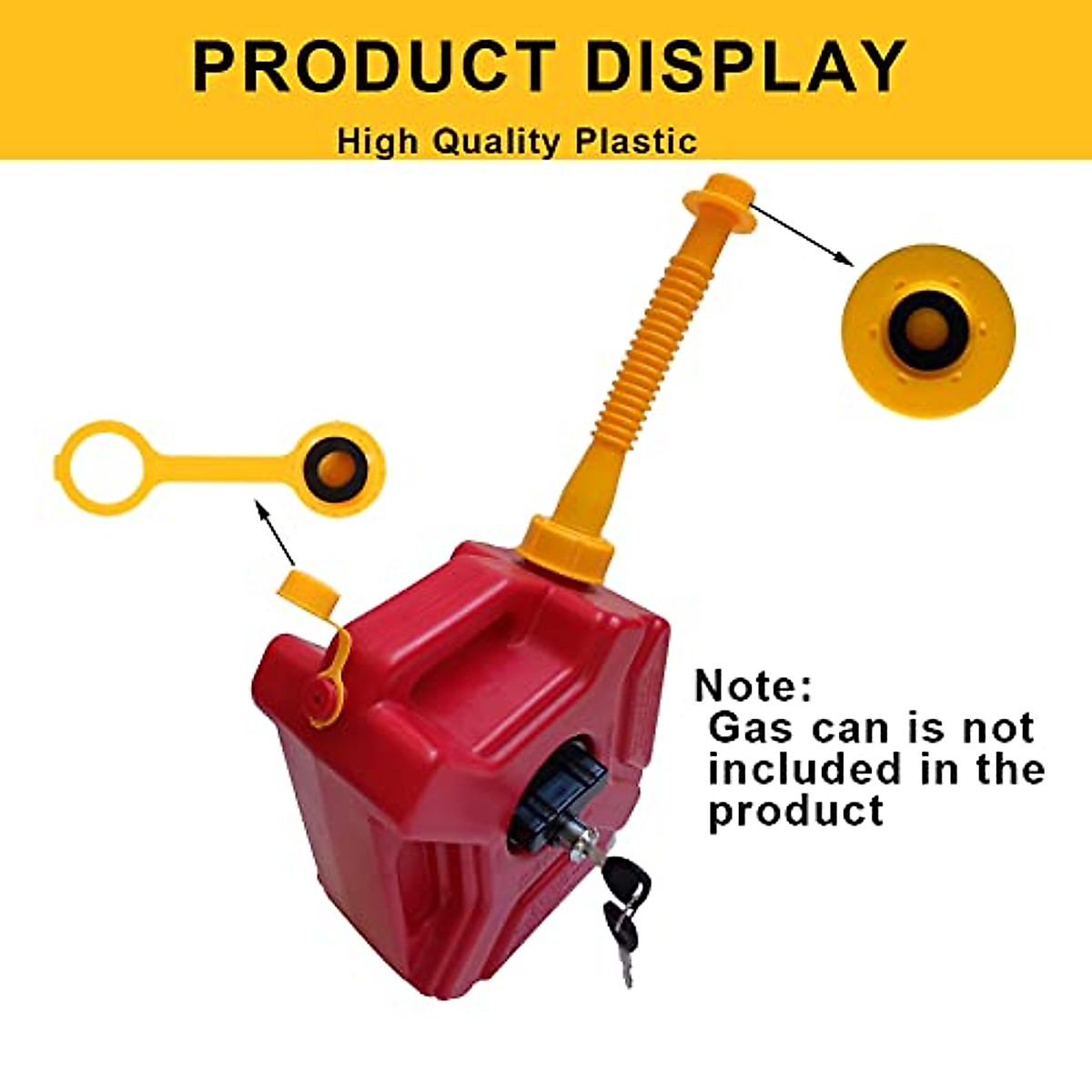 Gas Can Spout Kit QJIUBA for 1/2/5/10 Gal Replacement of Old Tanks Includes Nozzle, Vent caps, Rubber Gasket, Drill bits, Auxiliary Base Cap