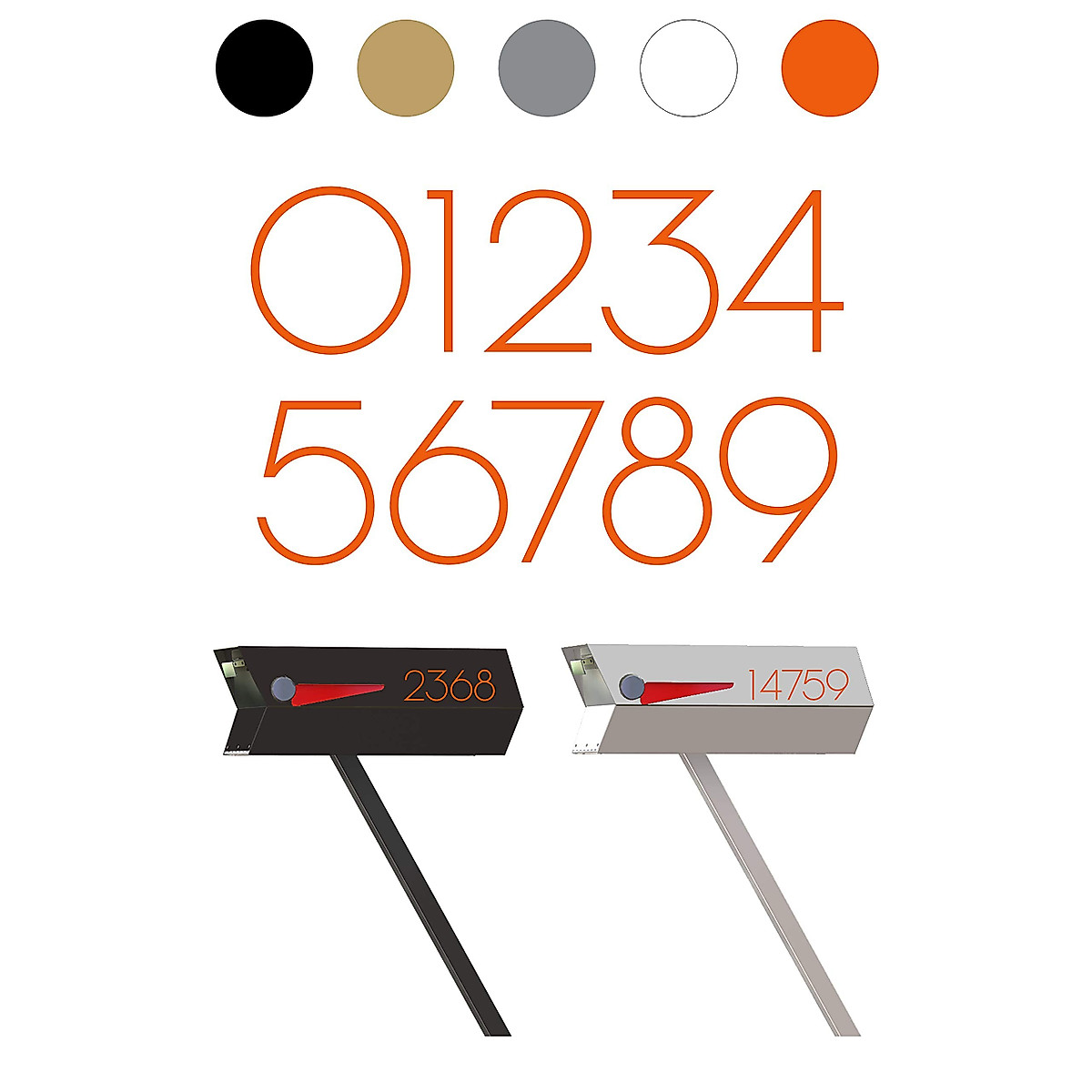 modbox USA Modern Mailbox Address Numbers in Chalet Style Font, Custom Cut to Order, Set of 2 (Paris)