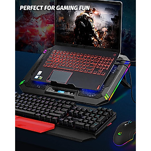 Laptop Cooling Pad with 5 Cooling Fans, Laptop Fan Cooling Pad for 14-17 Inch, Gaming Laptop Cooler Stand with 6 Height Adjustable, Notebook Cooler Pad with Two USB Port [2022 Version]