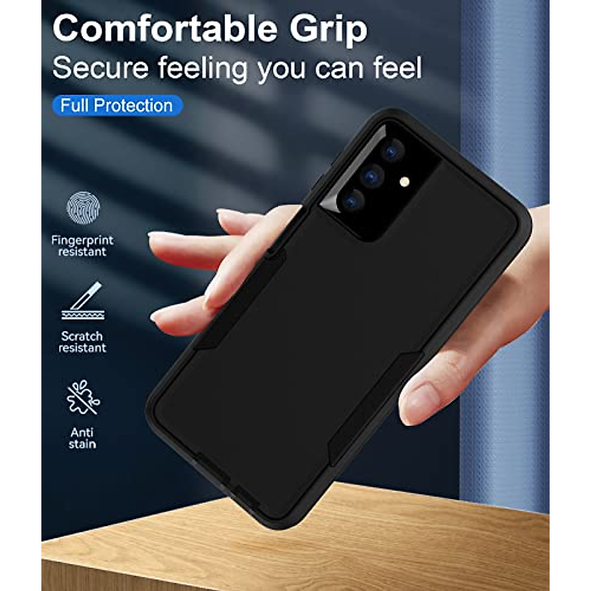 Dahkoiz for Samsung Galaxy A13 5G Phone Case, with Glass Screen Protector, Dust-Proof Port Cover, Magnetic Car Mount Support, Full Body Non-Slip Rubber Covered, Durable & Shockproof, Black/Black