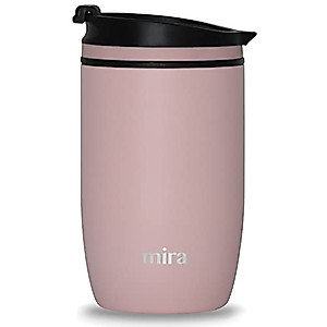 MIRA 16 oz Travel Mug, Insulated Stainless Steel Tumbler with Screw Lid, Cup Holder Friendly, Travel Coffee Cup, Insulated Coffee Mug with Lid for Coffee, Tea, Cocoa, Pink