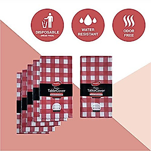 Neatiffy 54 x 108 Inch 6 Pack Rectangle Plastic Table Cloth Picnic/Camping/Party/Banquet Table Cover. Disposable/Reusable Tablecloths (Red Checkered, 6)
