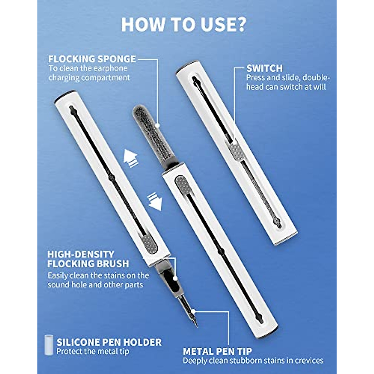 Bluetooth Earbuds Cleaner Kit for Airpods, 3 in 1 Multi-Function Cleaning Pen for AirPods Pro, Protable Cleaning Tools Compatible with Lego Huawei Samsung MI Earbuds and Other Earphones