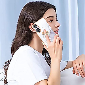 NVWA Compatible with Oppo A78 A58 Case Slim, TPU IMD Personalized White Marble Series Slim Phone Cases Shockproof Back Protective Cover Ring Holder