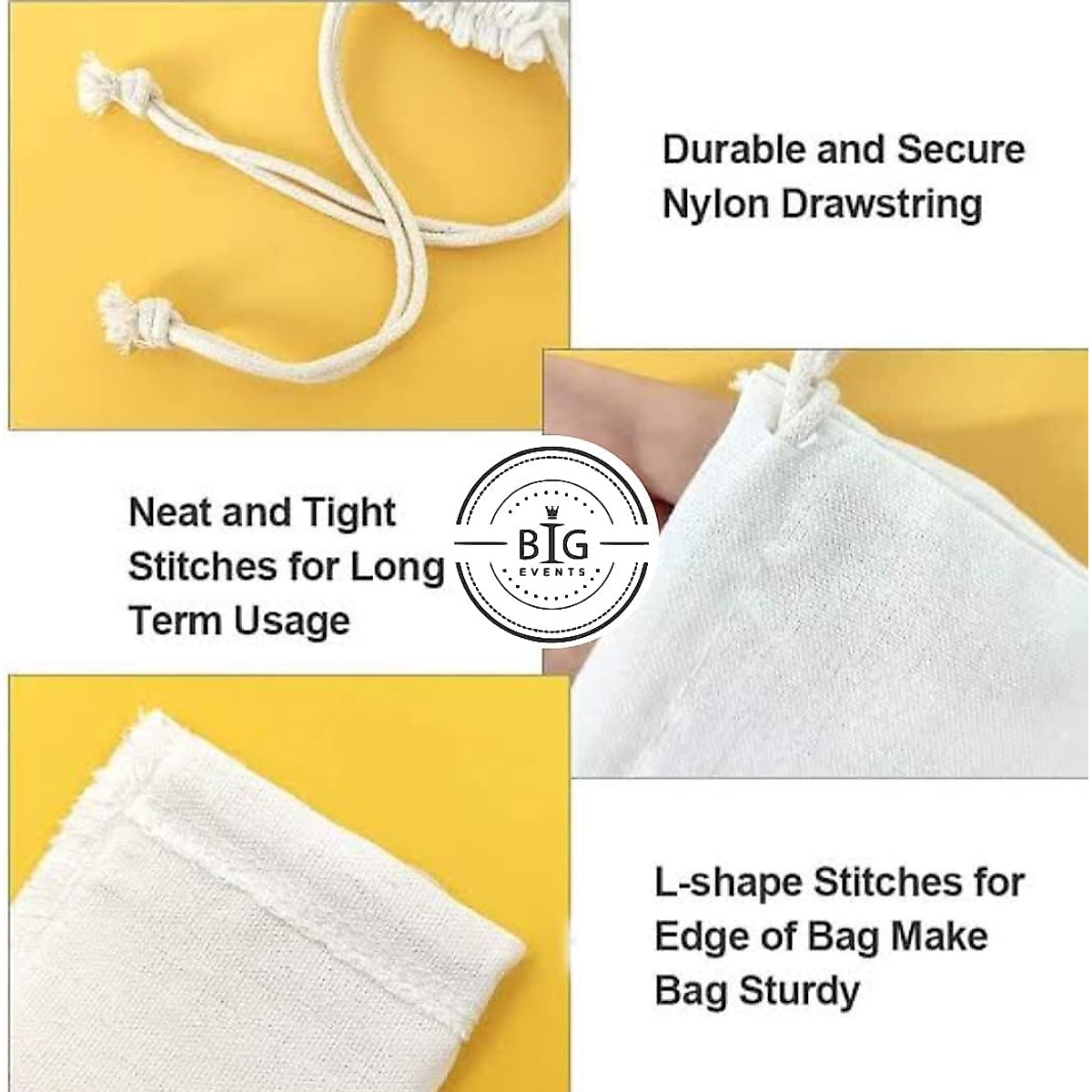 Mayatra's Cotton Laundry Bag for Clothes - Travel Organizer - Eco-Friendly 100% Pure Cotton Drawstring Bag - Large Size - Hanging Laundry Bag Foldable and Washable (Pack Of 4)