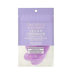 Pacifica Beauty Vegan Ceramide Hydrating Under Eye & Smile Line Jelly Patches, For Puffy Eyes, Supports Fine Lines and Wrinkles, Eczema Association Approved, Safe for Sensitive Skin, Fragrance Free